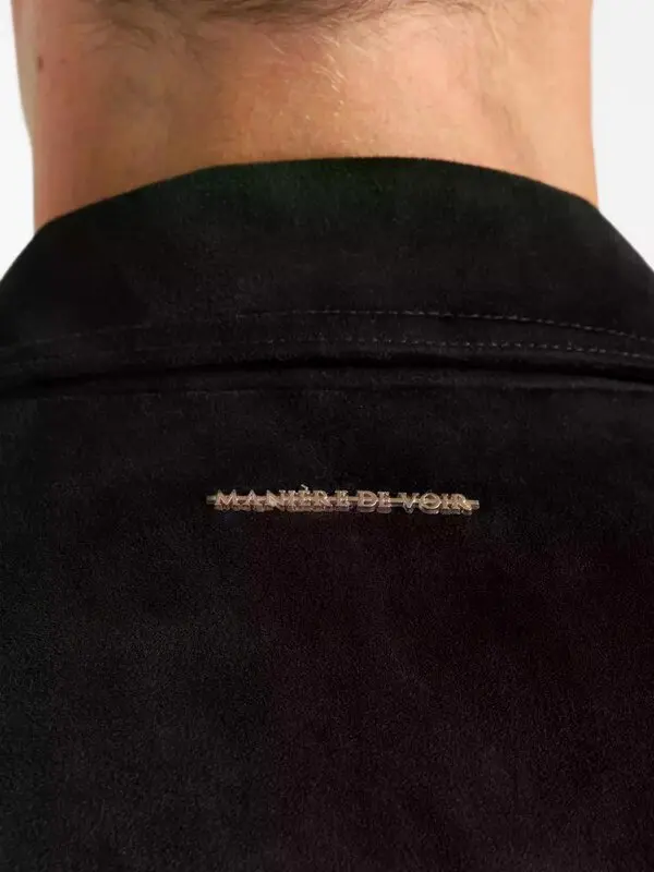 Manière De Voir Michel Suede Jacket With Revere Collar - Black