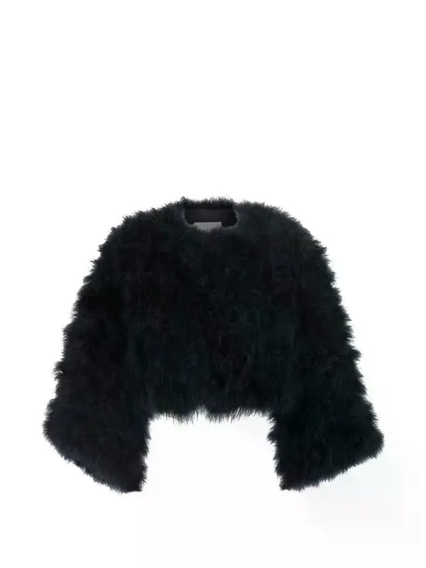 YVES SALOMON Feather-embellished Jacket - Black