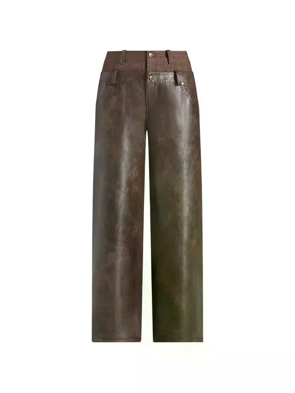 Manière De Voir Double-waistband Leather Trousers - Brown