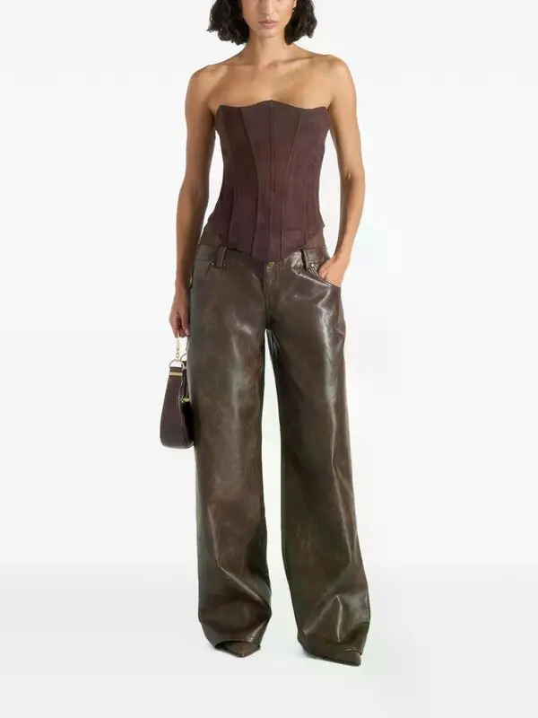 Manière De Voir Double-waistband Leather Trousers