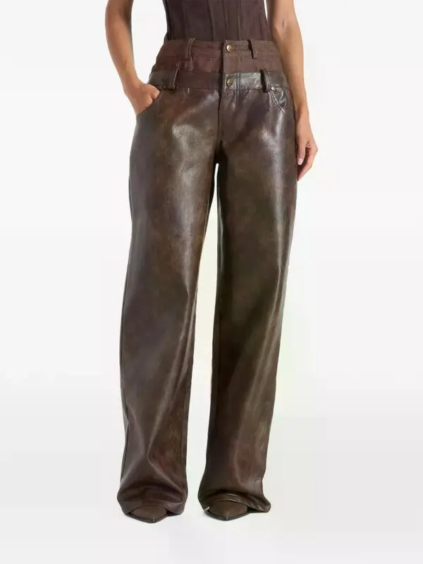 Manière De Voir Double-waistband Leather Trousers