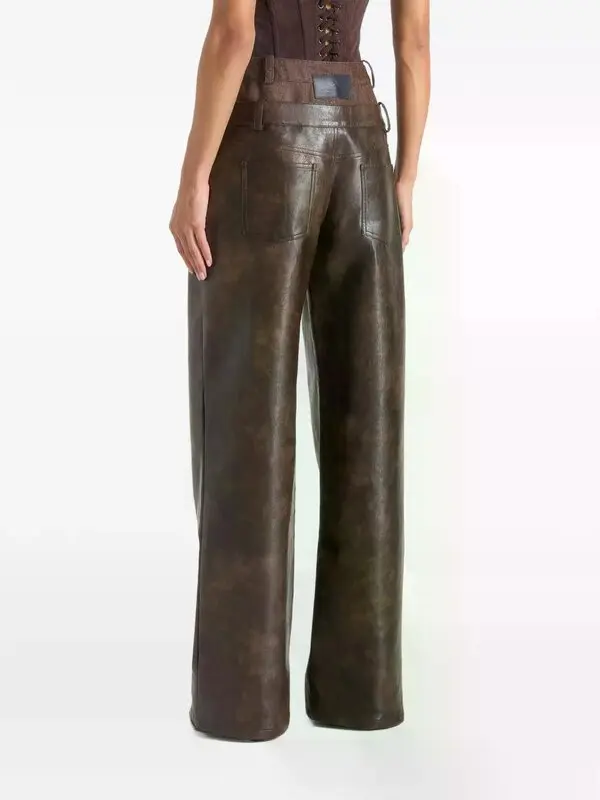 Manière De Voir Double-waistband Leather Trousers