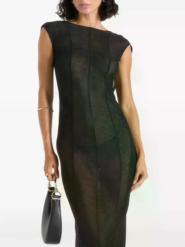 Manière De Voir Ulina Seamed Sheer Back Hardware Detail Maxi Dress - Black