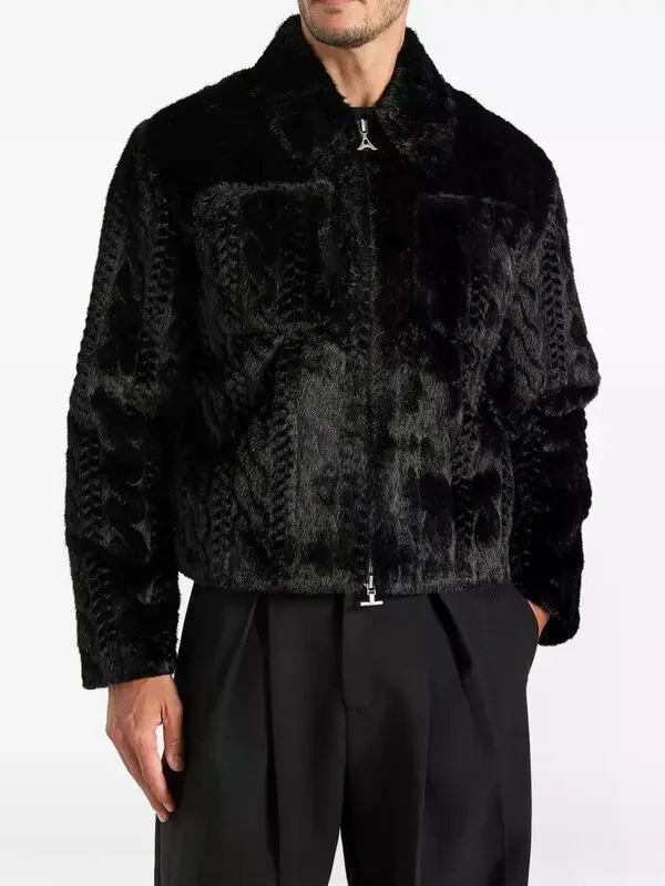 Manière De Voir David Plush Cable Embossed Jacket - Black