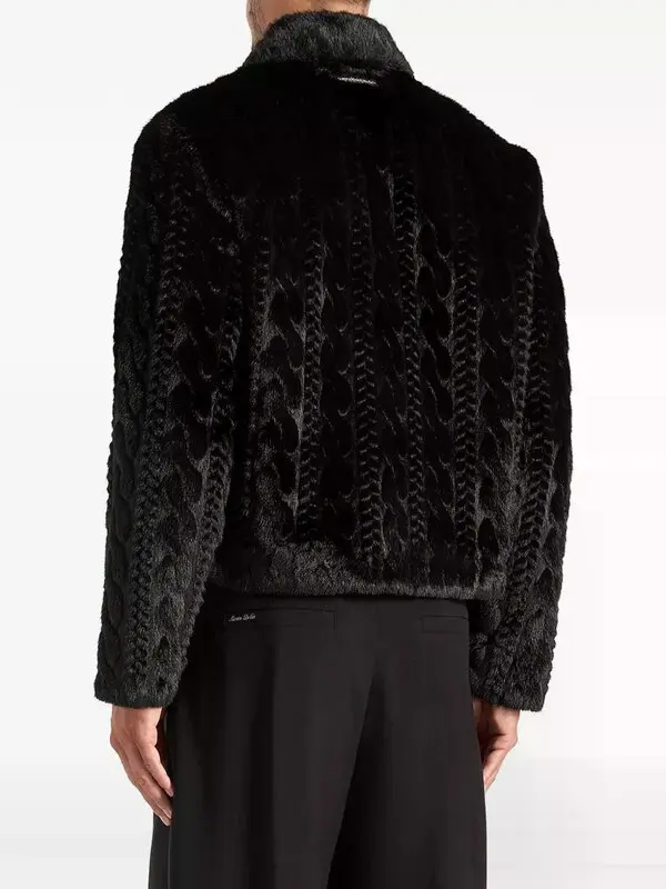 Manière De Voir David Plush Cable Embossed Jacket - Black