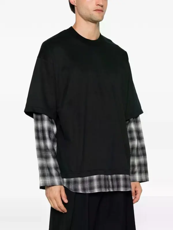 Comme Des Garçons Layered-design Check-pattern T-shirt
