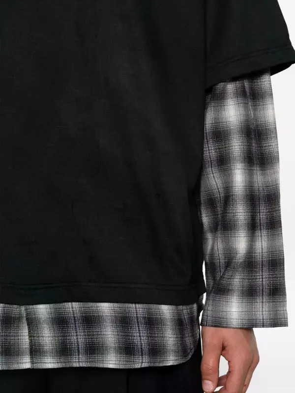 Comme Des Garçons Layered-design Check-pattern T-shirt
