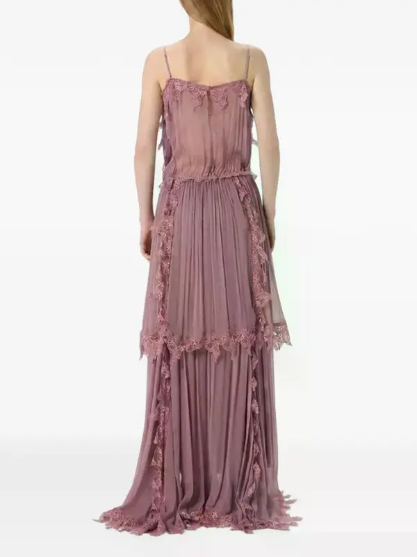 Blumarine Lace-trim V-neck Maxi Dress