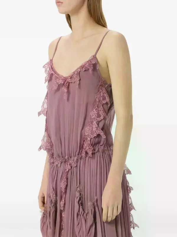 Blumarine Lace-trim V-neck Maxi Dress