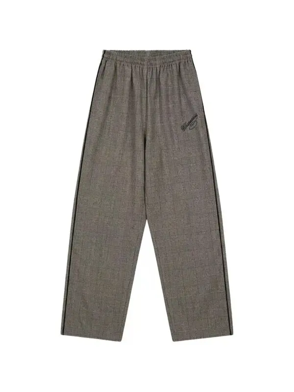 WILLY CHAVARRIA The Ruff Rider Check Track Pants - Grey