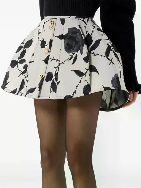 Blumarine Floral-print Button-detail Mini Skirt