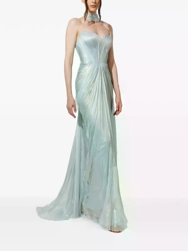 IRIS SERBAN Shany Metallic-silk Maxi Dress