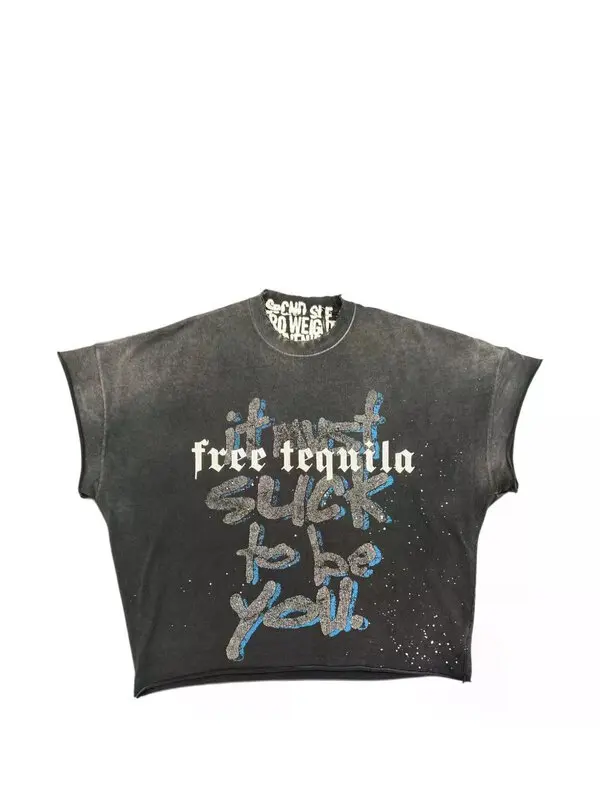 SECND SLF Free Tequila Slogan-print Sleeveless T-shirt
