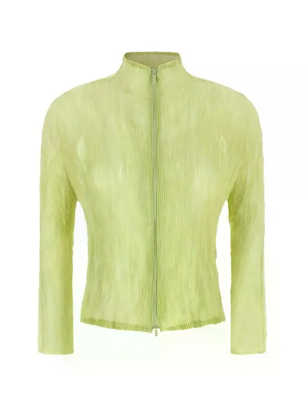 Issey Miyake Chiffon Twist 1 Pleated Zip-up Shirt