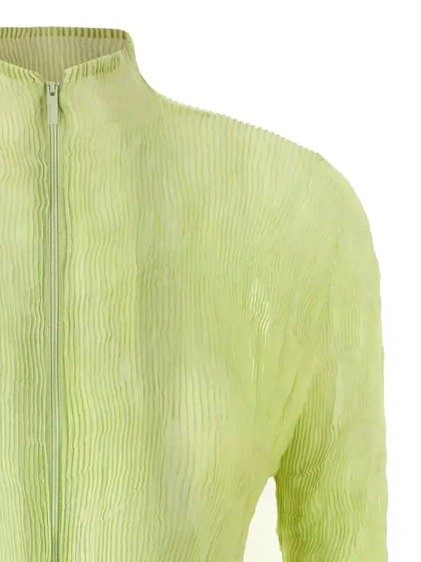 Issey Miyake Chiffon Twist 1 Pleated Zip-up Shirt