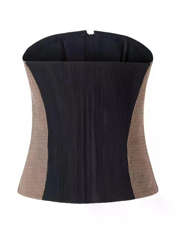 Pinko Houndstooth-pattern Zip-up Corset Top - Neutrals