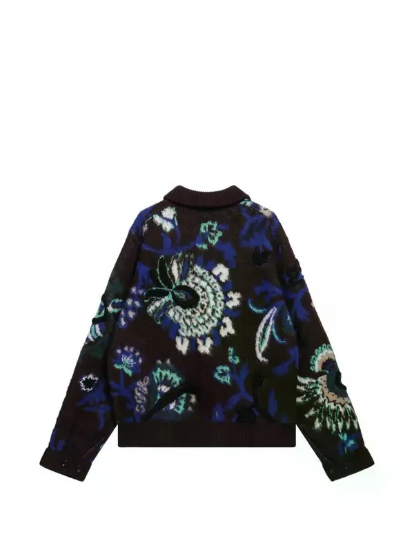 Sacai Floral-jacquard Knit Cardigan