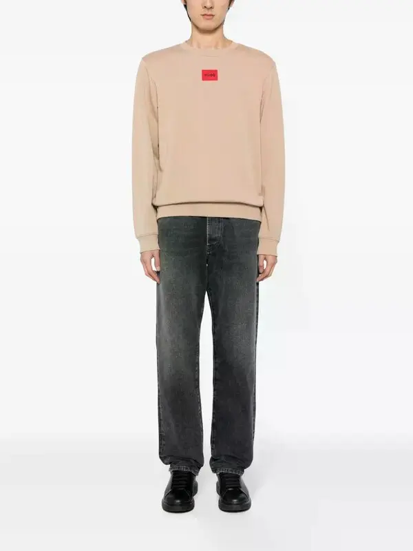 Hugo Logo-patch Crew-neck Cotton Sweatshirt