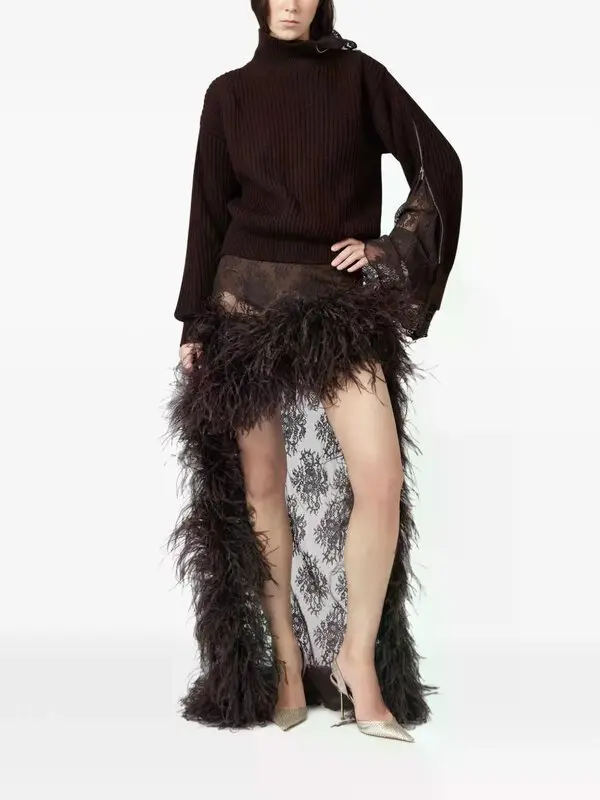 Giuseppe Di Morabito Lace-trim Ribbed-knit Sweater