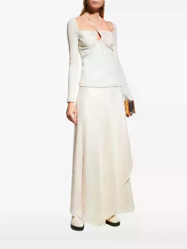 Rosetta Getty Ruched Drawstring Cutout Top - Neutrals