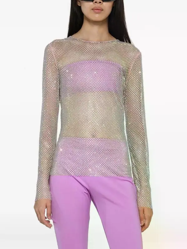 Giuseppe Di Morabito Rhinestone-embroidered Mesh Top