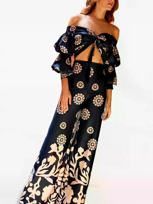 ANDRES OTALORA Zinu Cropped Off-the-shoulder Blouse - Blue