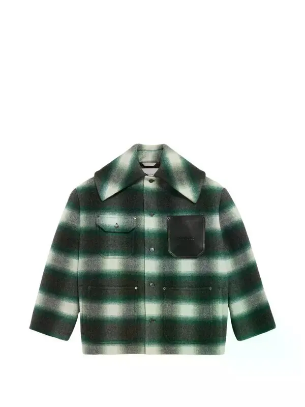 Balenciaga Check-pattern Wool Coat - Black