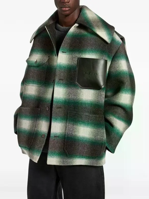 Balenciaga Check-pattern Wool Coat