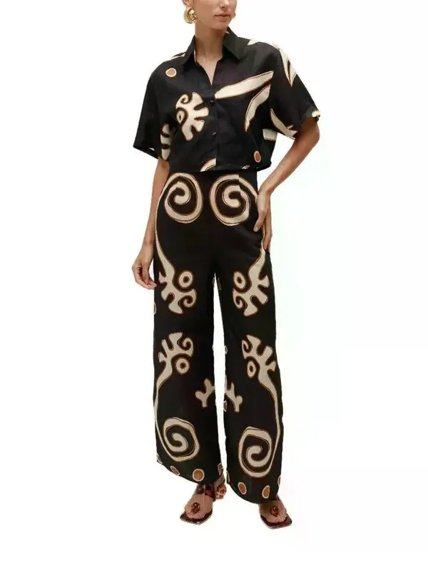 CALA DE LA CRUZ Manaos Abstract-print Linen Shirt