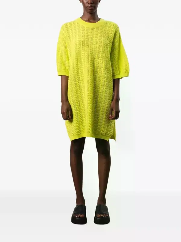 MR MITTENS Bella Lace-knit T-shirt Mini Dress - Yellow