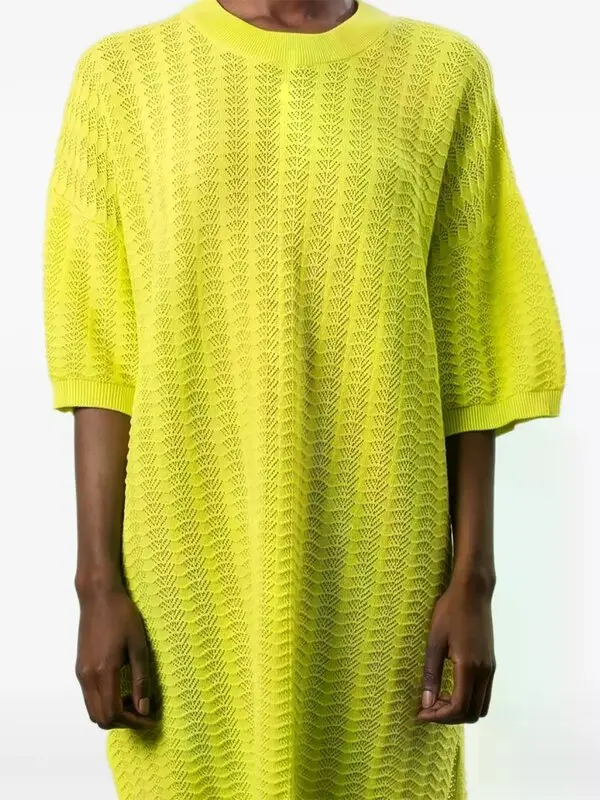 MR MITTENS Bella Lace-knit T-shirt Mini Dress - Yellow
