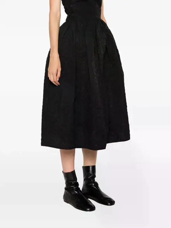 Cecilie Bahnsen Bala Floratini Matelassé Midi Skirt - Black