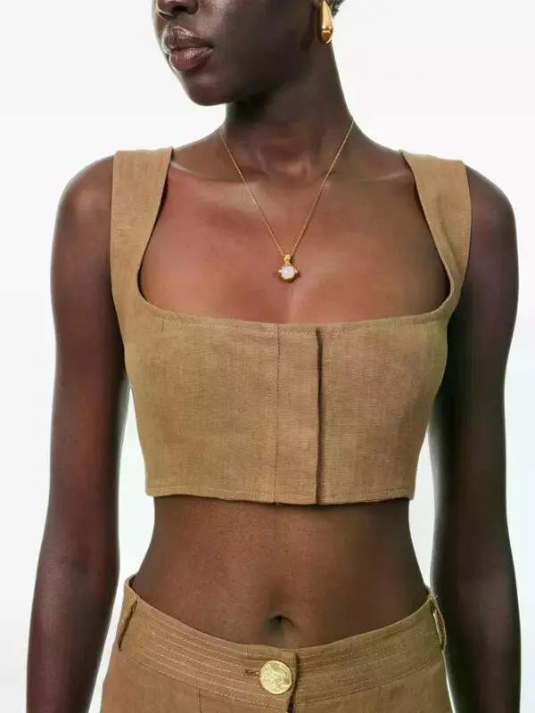 Le Kasha Jirja Linen Crop Top