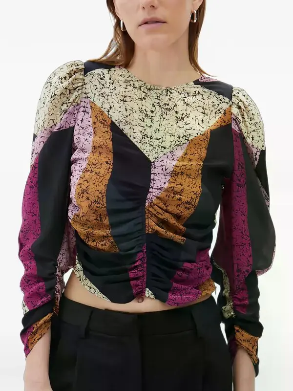 MARIA CHER Corja Paula Ruched Silk Top