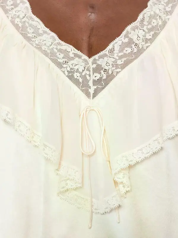 DÔEN Yadira Lace-trimmed Ruffled Blouse