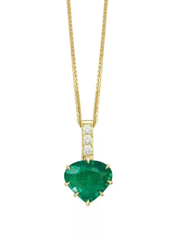 YI COLLECTION Emerald And Diamond Dewdrop Necklace