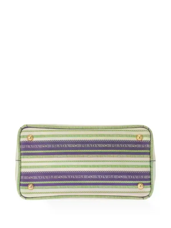 Prada 2013-2026 Small Canvas Canapa Striped Logo Tote Satchel