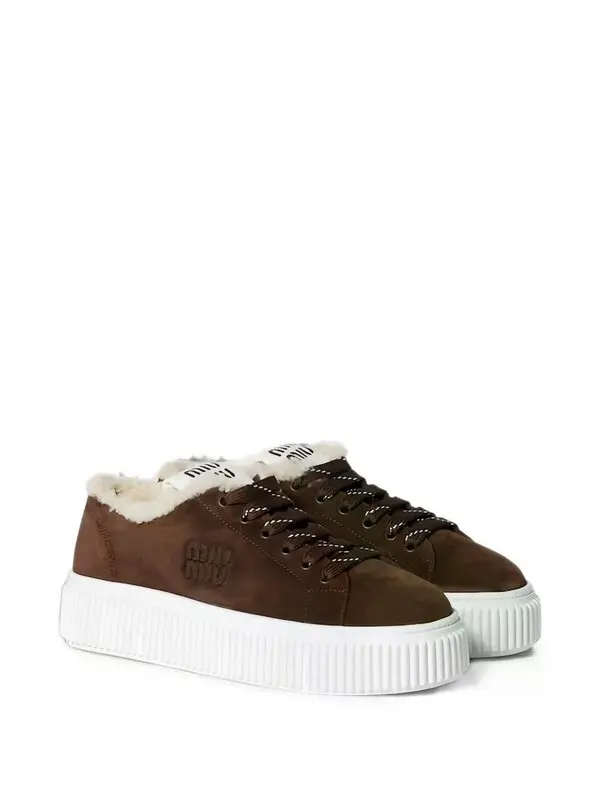 Miu Miu Shearling-lined Suede Sneakers