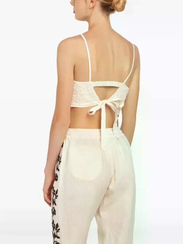 Greek Archaic Kori Embroidered Daisy Crop Top