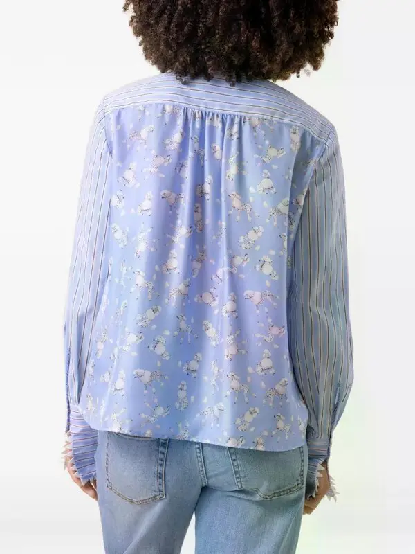 MAISON COMMON Striped Poodle-print Blouse