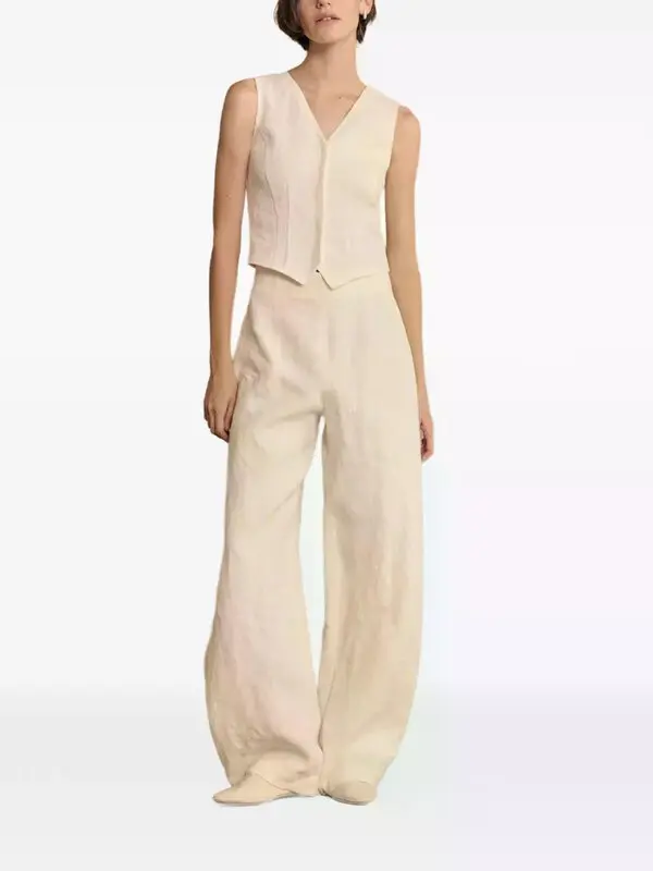 CORTANA Costa High-waisted Linen Trousers - Neutrals