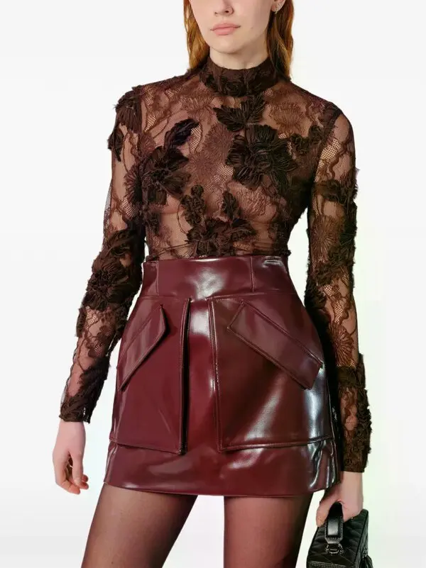 AKNVAS Cherry High-shine Cargo Mini Skirt