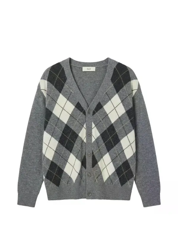 DUNST Argyle-intarsia V-neck Cardigan