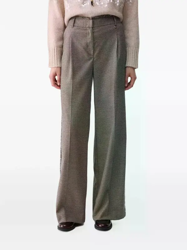 Liu Jo Long Houndstooth Trousers - Brown
