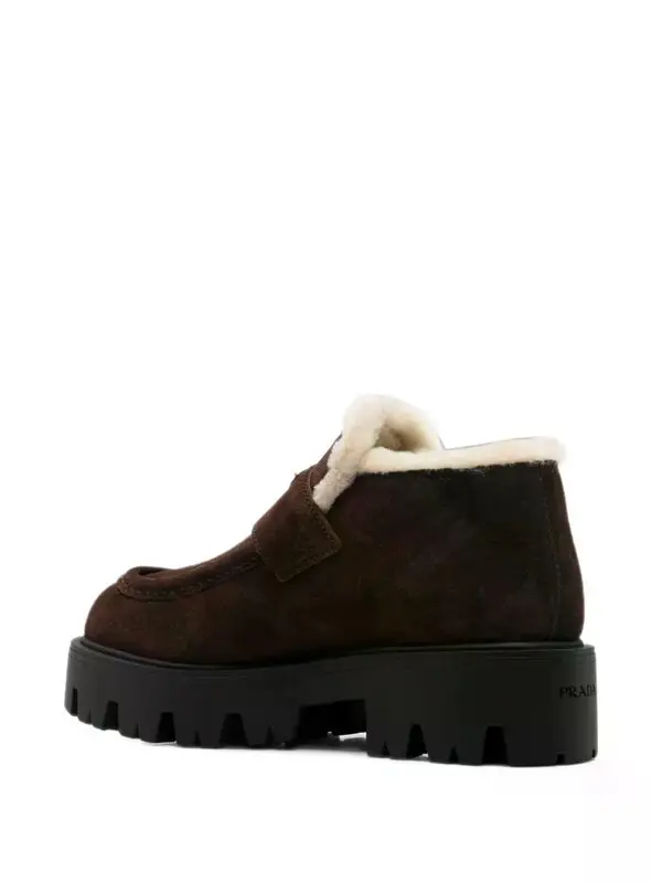 Prada Stride Shearling-trim Ankle Boots - Brown