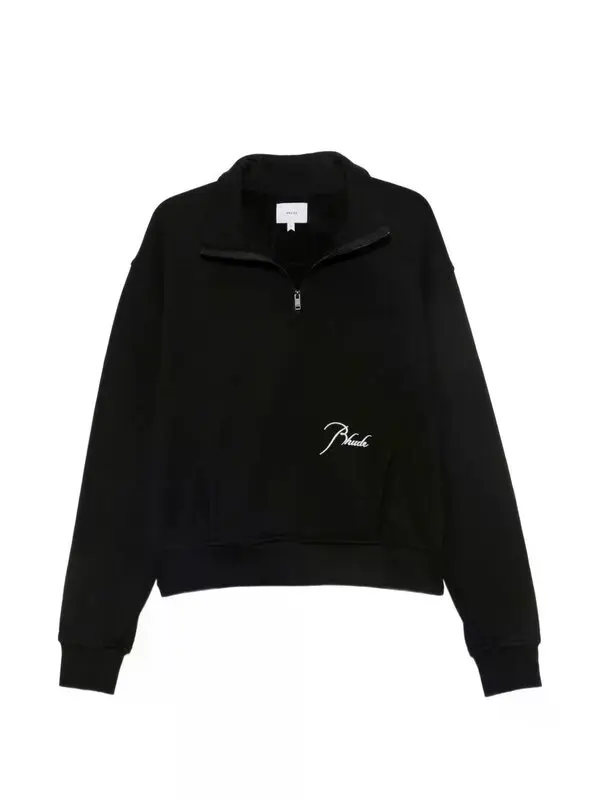 Rhude Logo-embroidered Quarter-zip Sweatshirt - Black