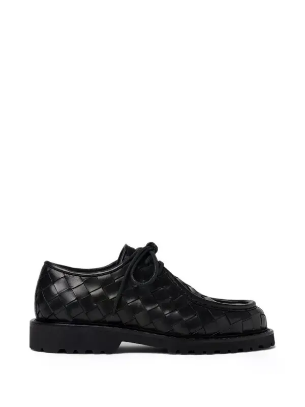 SCAROSSO Damiana Woven Leather Derby Shoes - Black