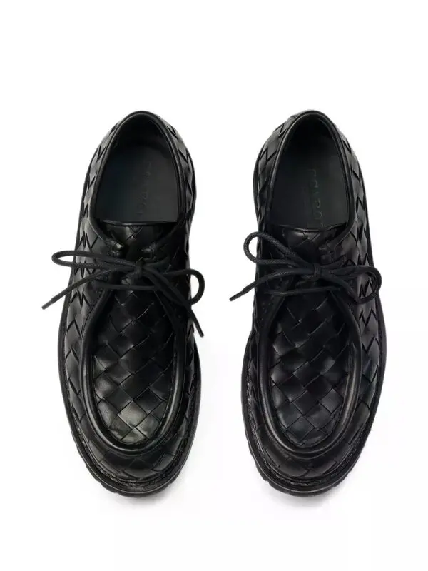 SCAROSSO Damiana Woven Leather Derby Shoes