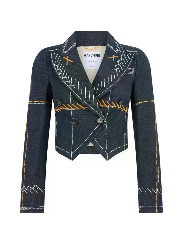 Moschino Contrast-stitch Cropped Blazer