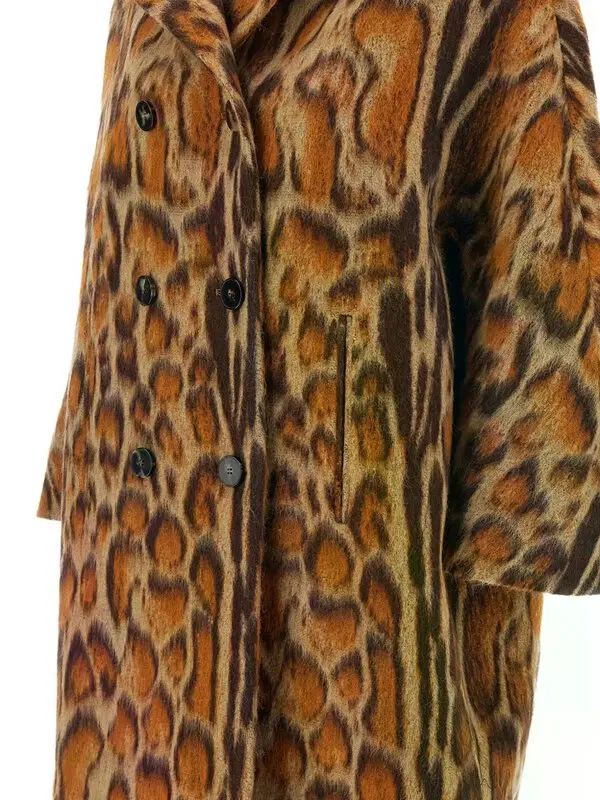Alberto Biani Leopard-print Double-breasted Coat